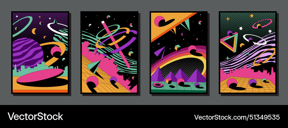 Psychedelic posters abstract retro background Vector Image