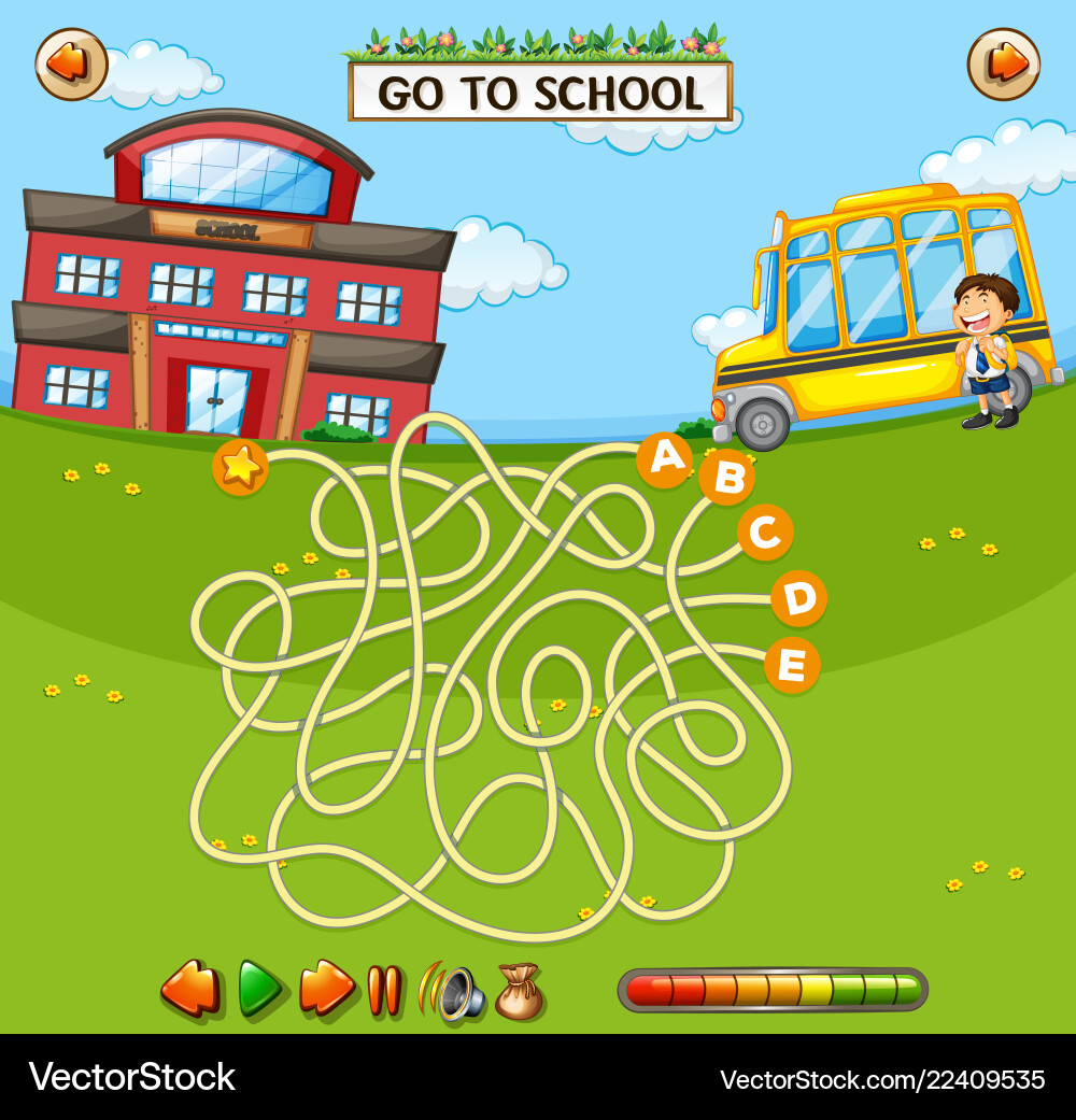 School maze game template Royalty Free Vector Image