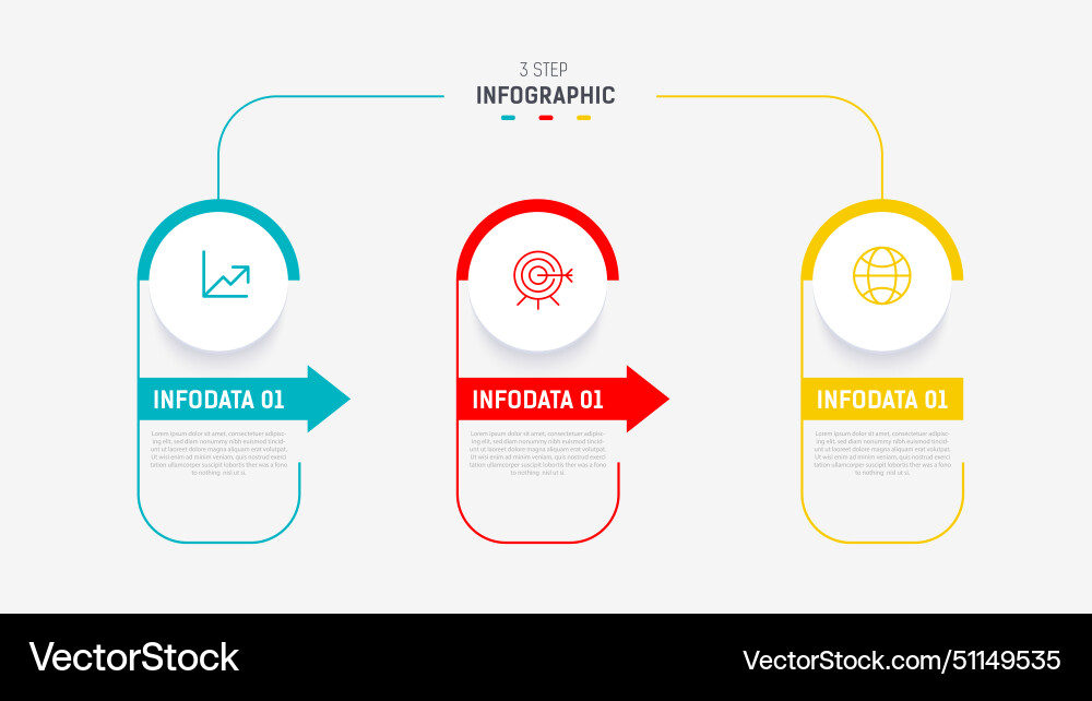 Three step infographic label design template Vector Image