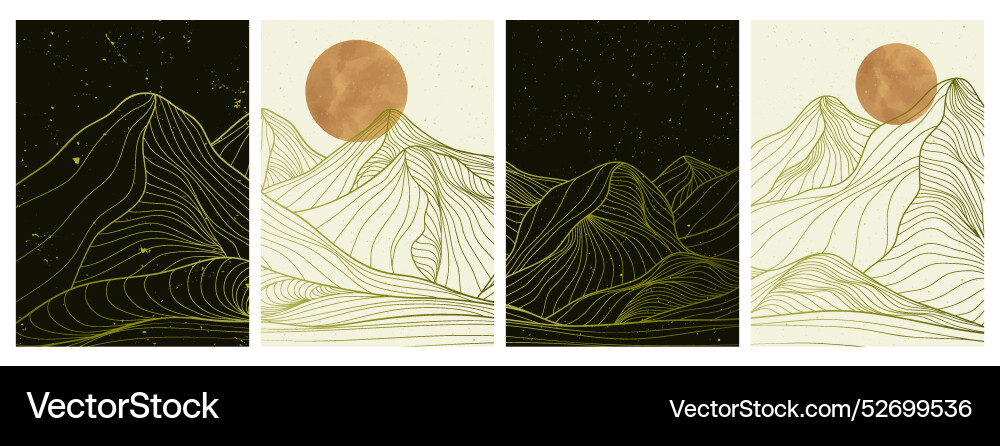 Abstract mountain line art Royalty Free Vector Image