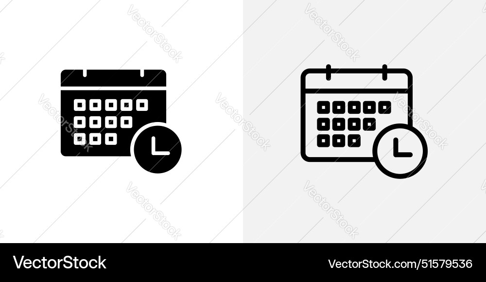 Calendar clock icon set Royalty Free Vector Image
