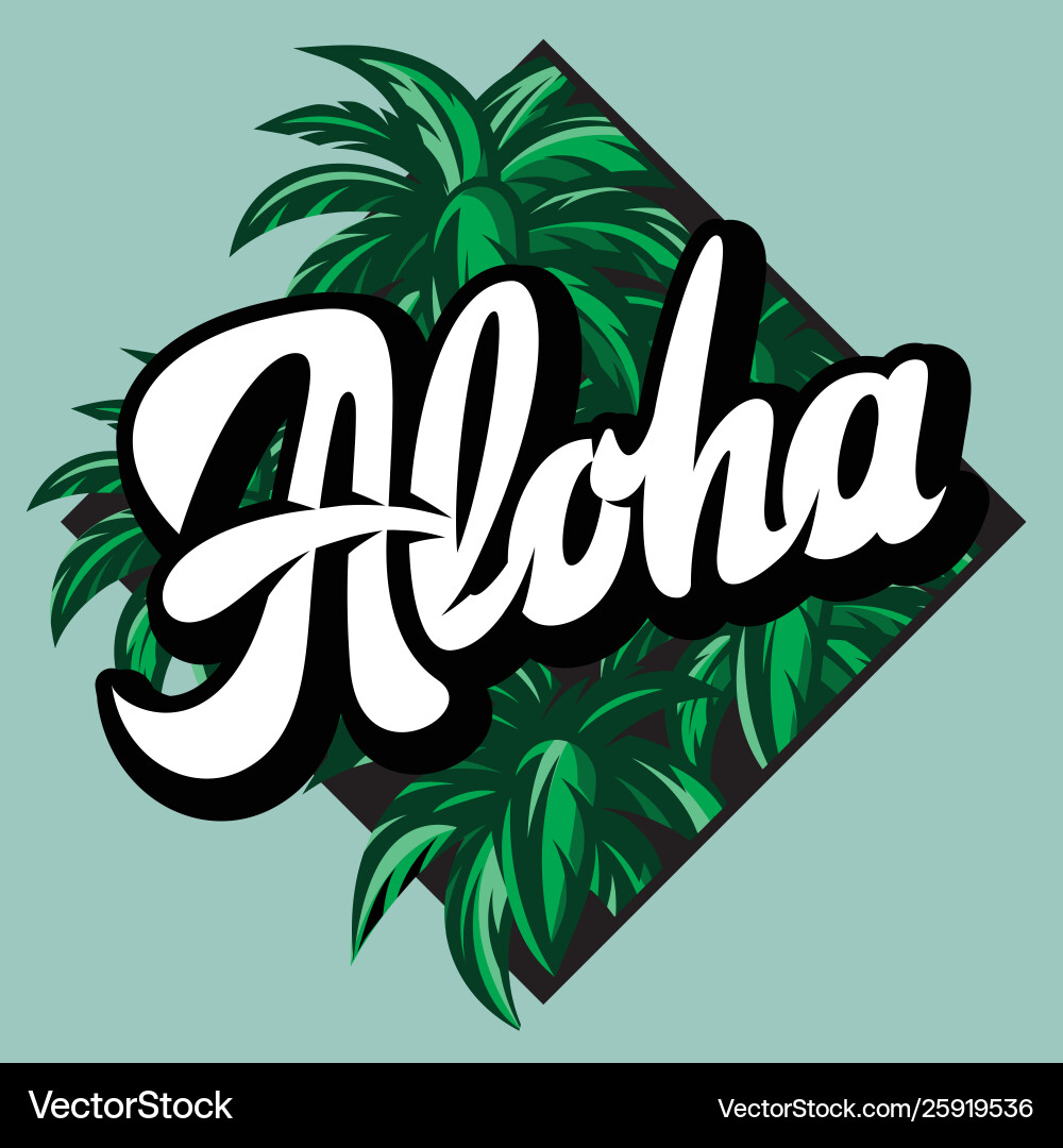 Color on aloha with a palm Royalty Free Vector Image