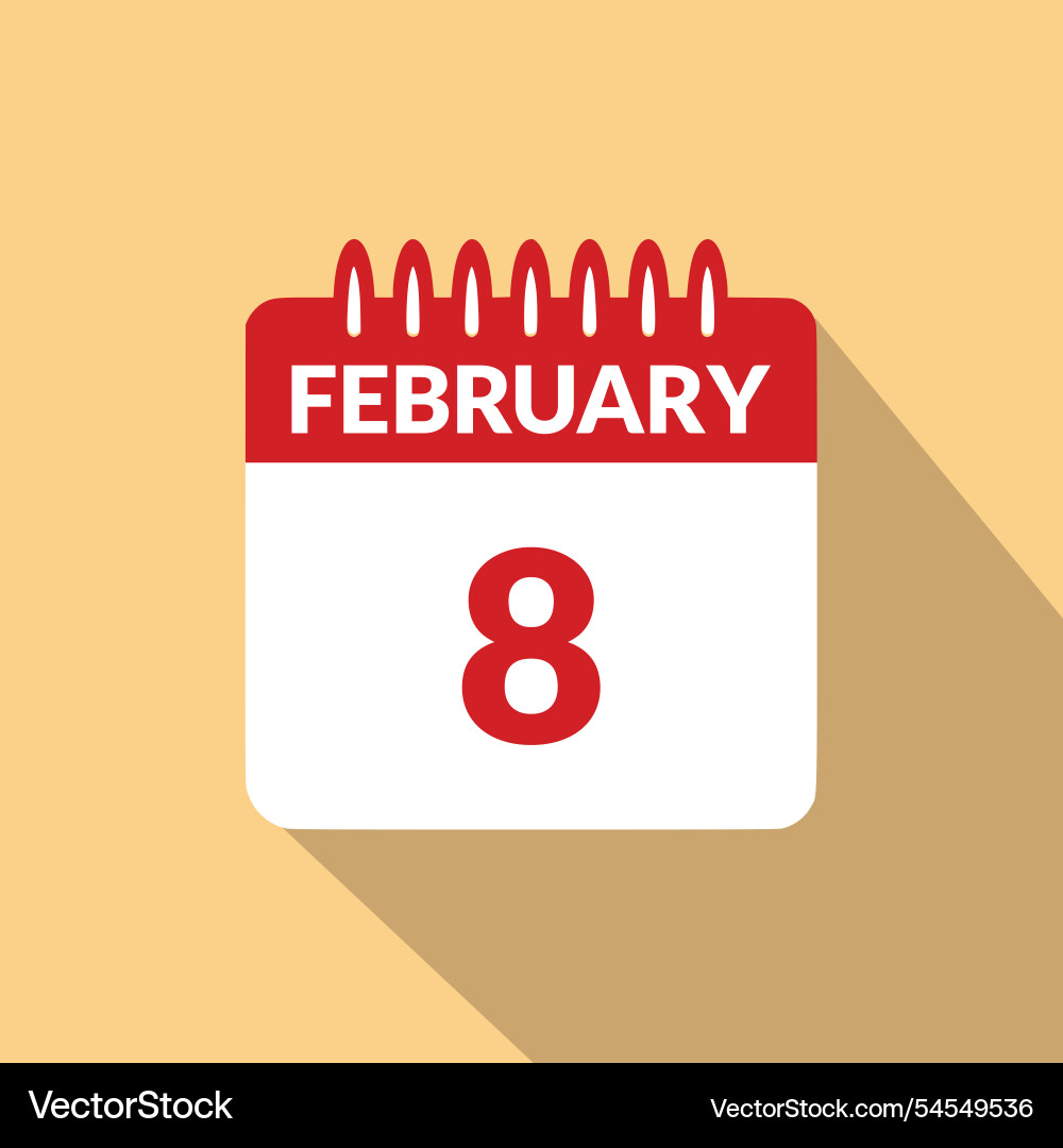 February 8 calendar icon Royalty Free Vector Image
