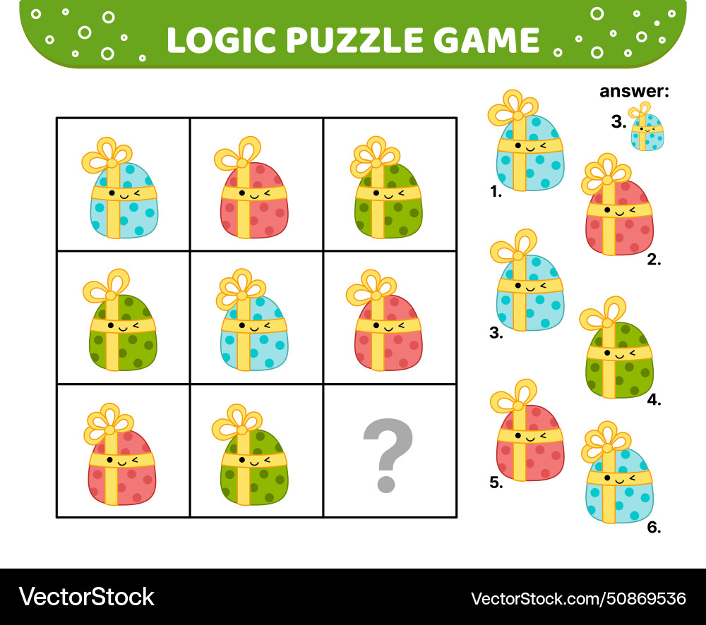 Logic puzzle game with gifts squishmallow Vector Image
