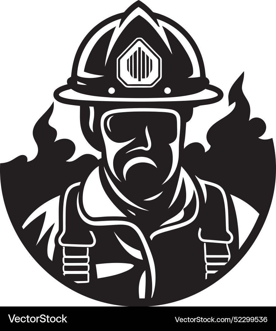 Monochrome firefighter silhouette art fire rescue Vector Image