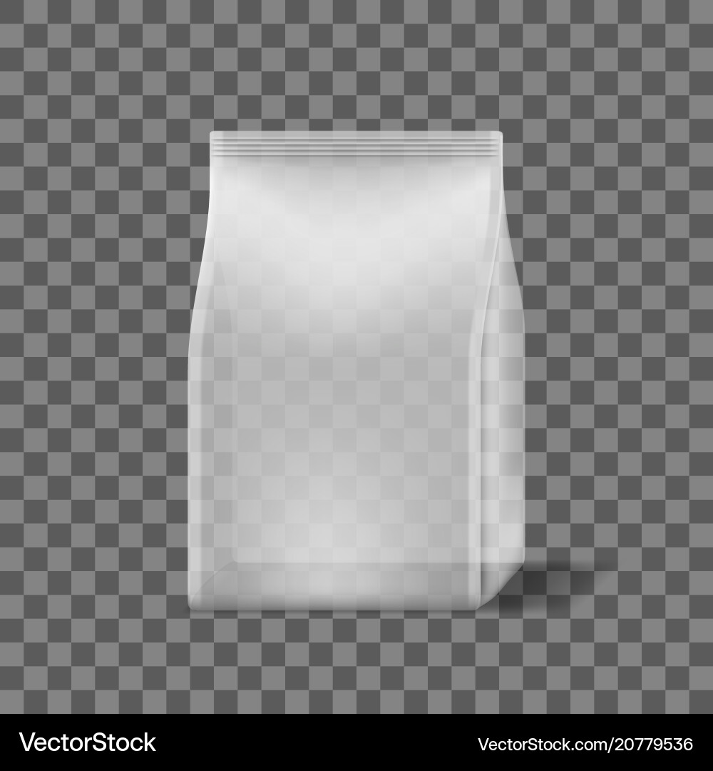 Realistic transparent plastic snack bag Royalty Free Vector