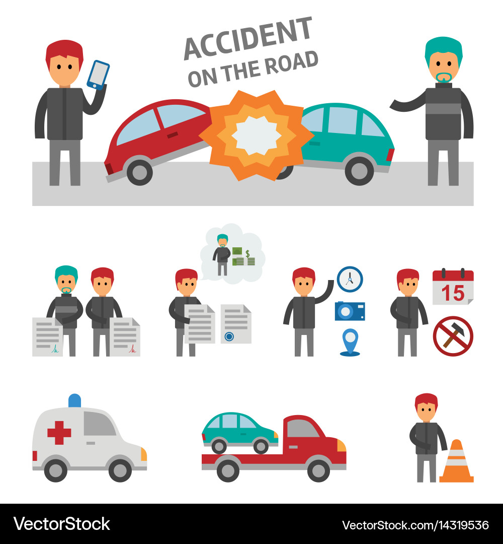 Road Accident Infographic - Car Crash Royalty Free Vector