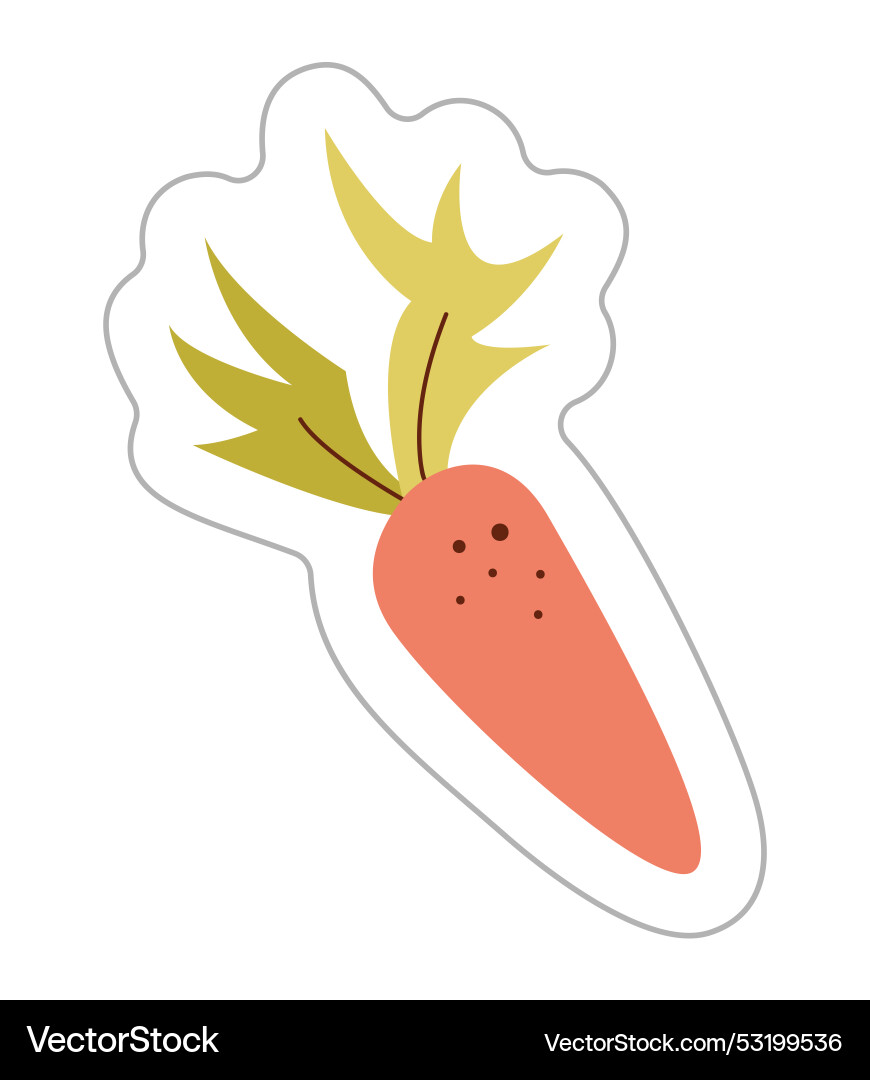 Sticker with a carrot color flat Royalty Free Vector Image