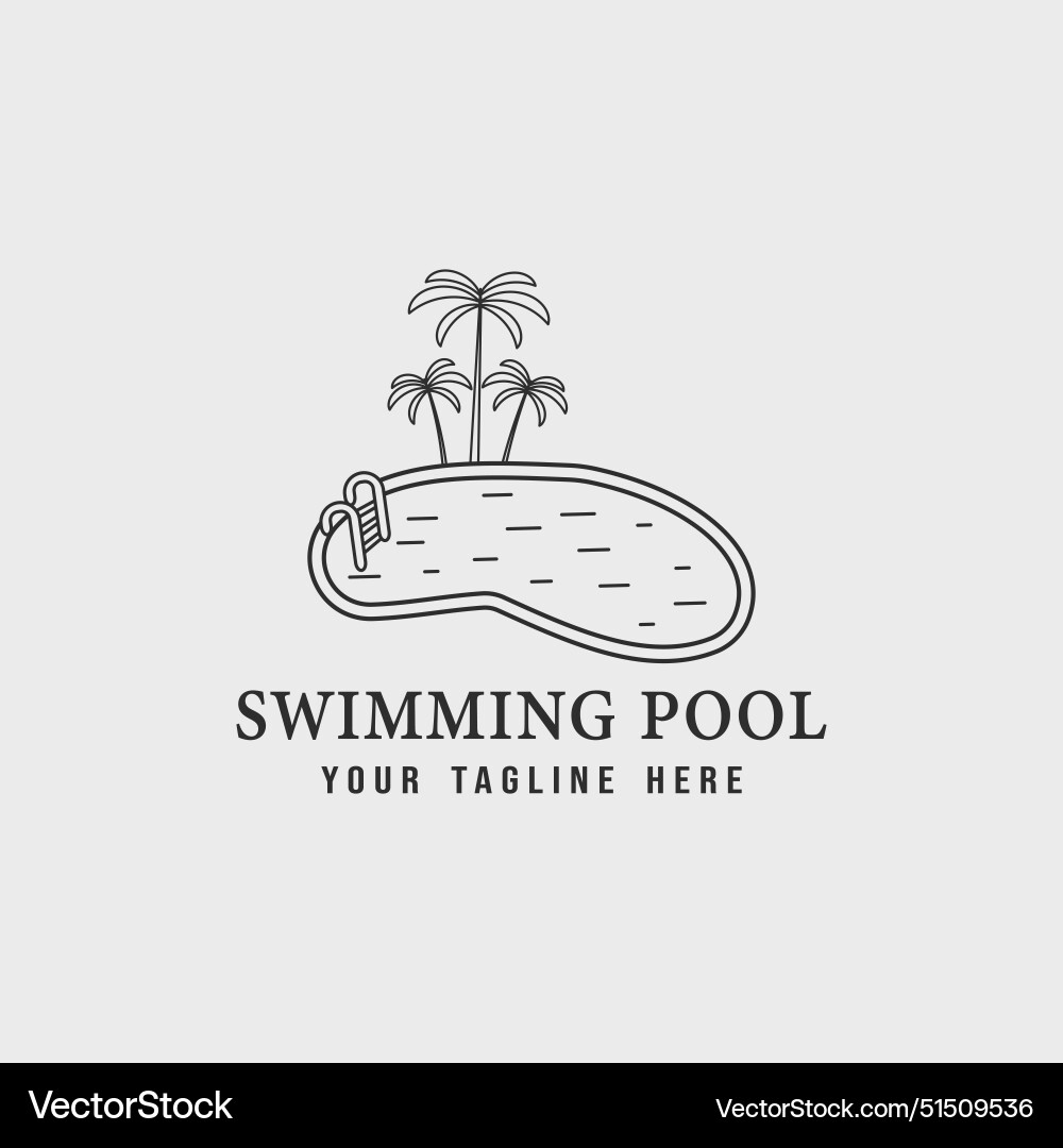 Swimming pool logo line art simple minimalist Vector Image