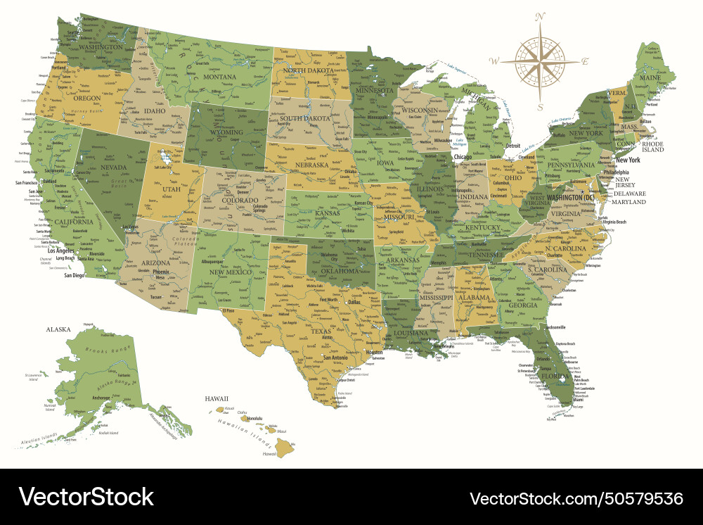 United states - highly detailed map Royalty Free Vector United states - highly detailed map Royalty Free Vector