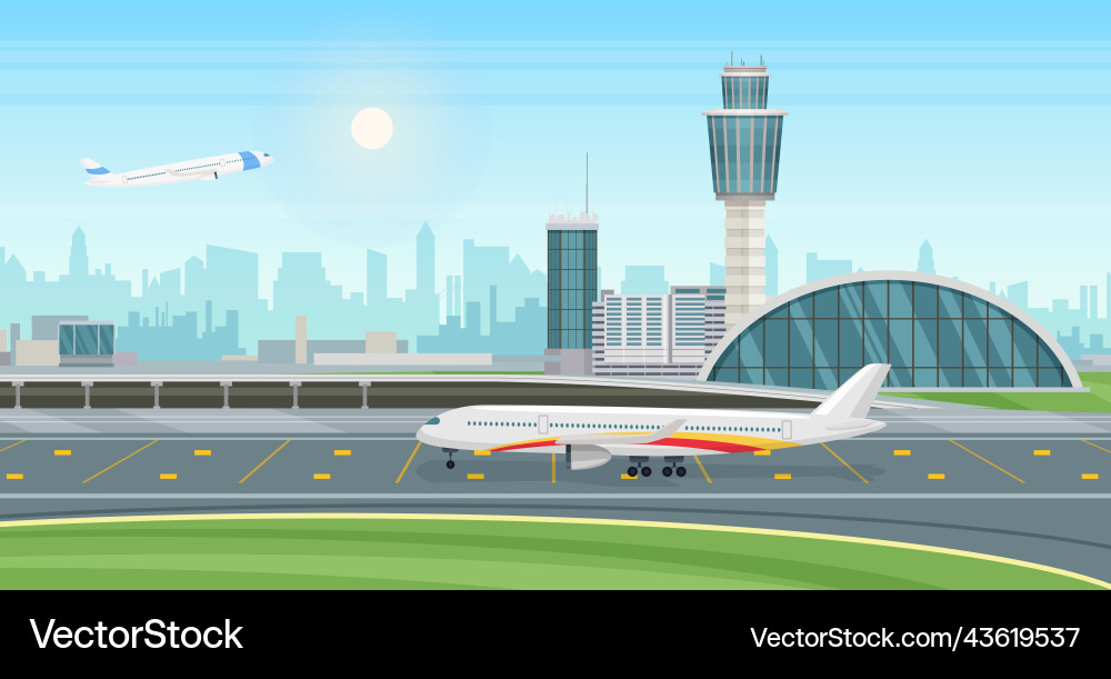 Airport landscape terminal Royalty Free Vector Image