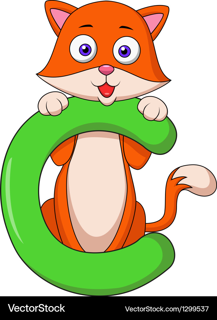 Alphabet c with cat cartoon Royalty Free Vector Image