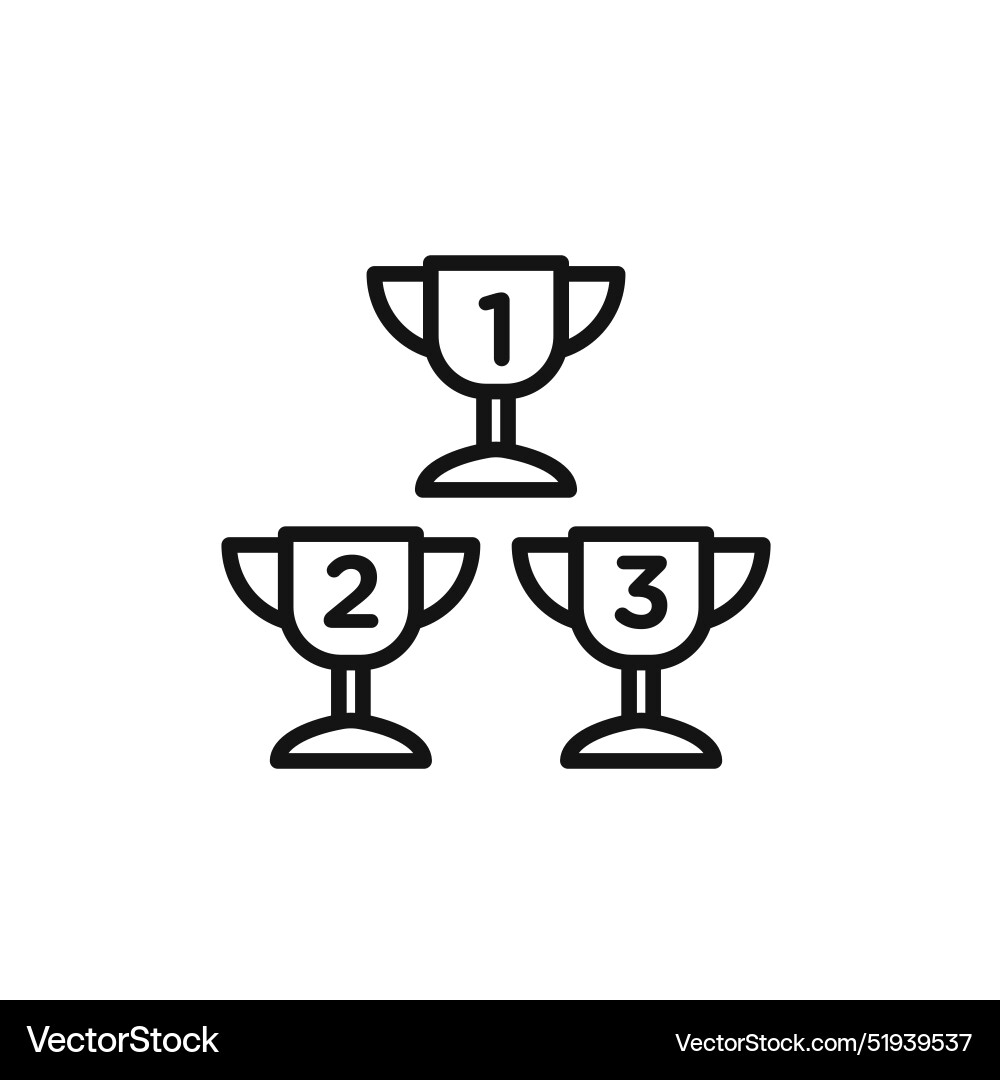 First second third prize trophy cup icon logo Vector Image