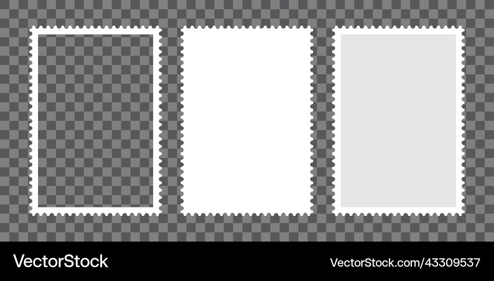 Postage stamp frames set empty border template Vector Image