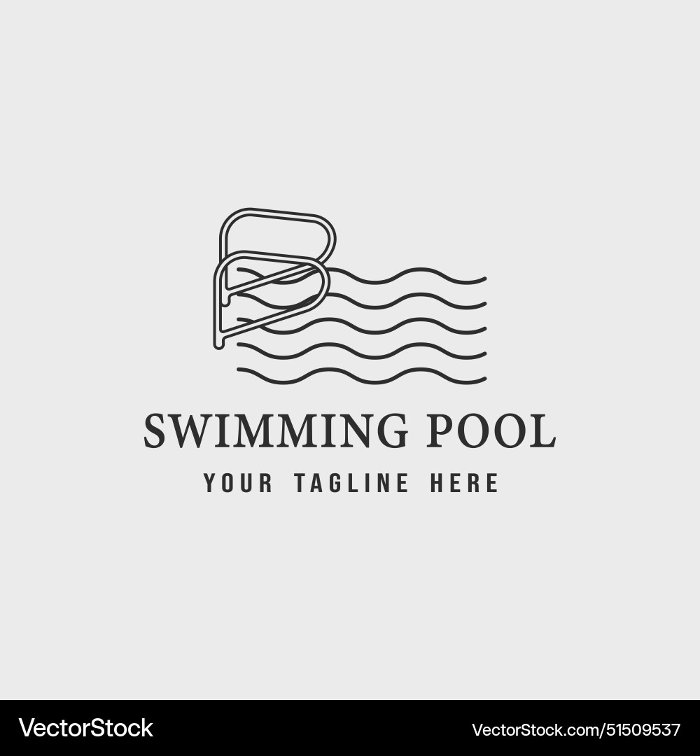 Swimming pool logo line art simple minimalist Vector Image