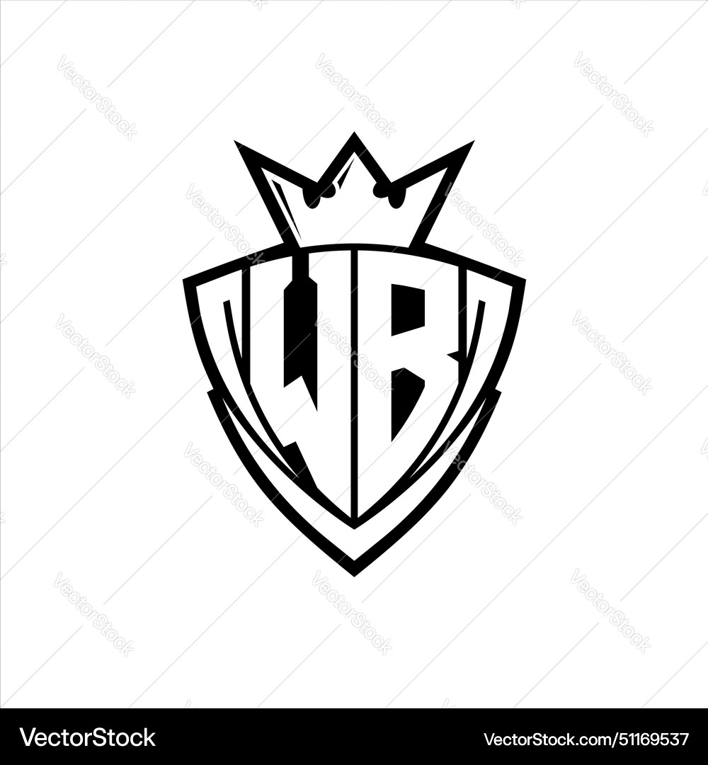 Wb letter logo with sharp triangle shield shape Vector Image