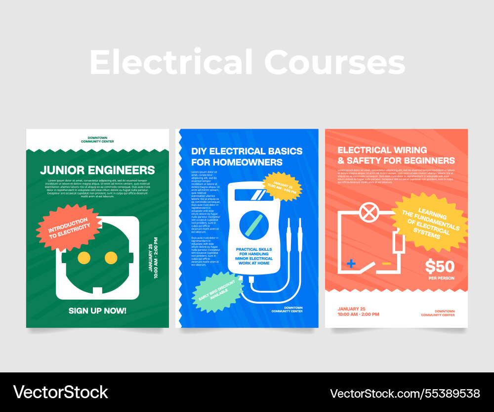 Electrical courses engineer wiring and safety Vector Image