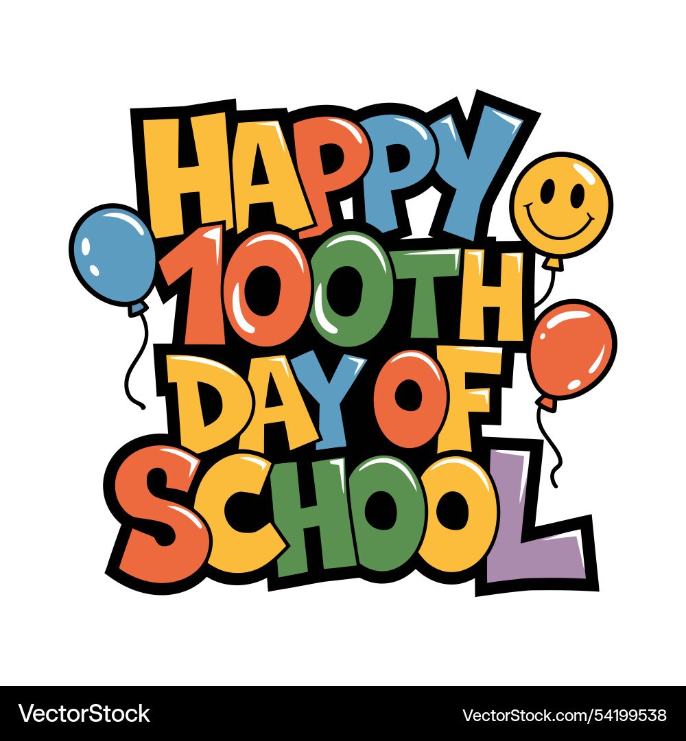 Happy 100th day of school with balloons fun Vector Image