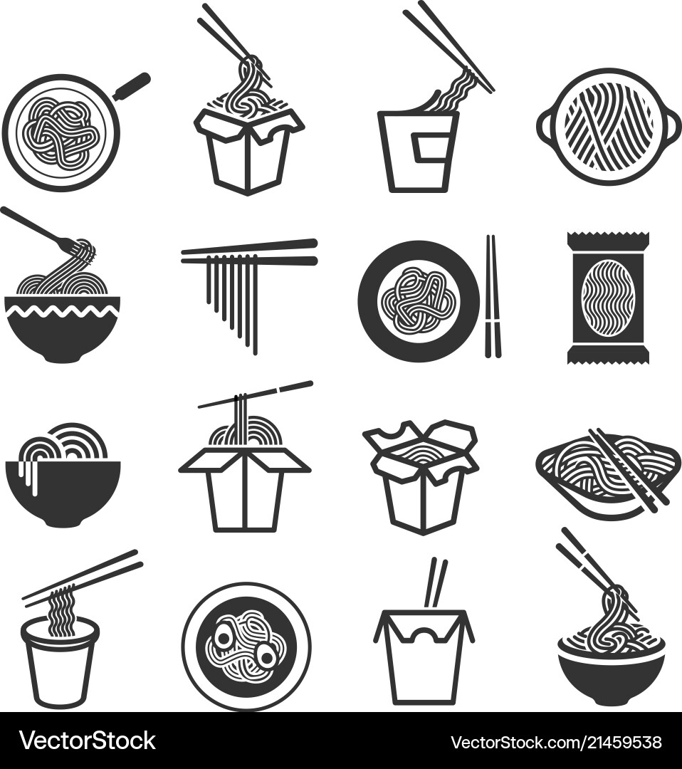 Instant Noodle Icon Collection Royalty Free Vector Image