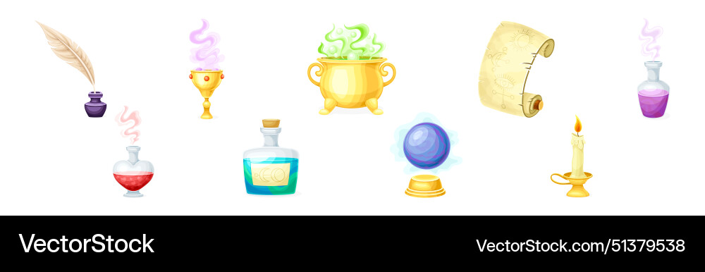 Magical object and witchcraft magician equipment Vector Image