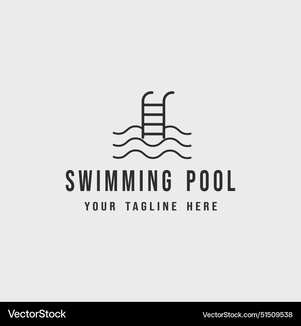 Swimming pool line art logo simple minimalist Vector Image