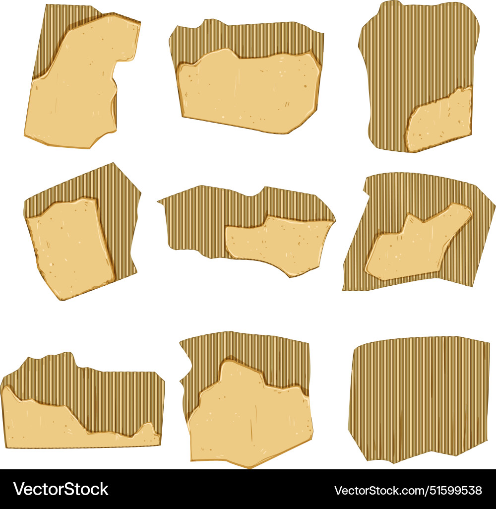 Torn cardboard set cartoon Royalty Free Vector Image