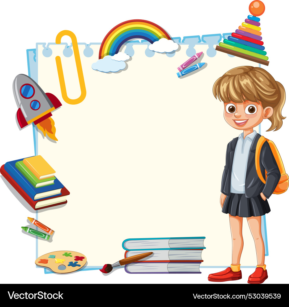 A cheerful student with school supplies Royalty Free Vector