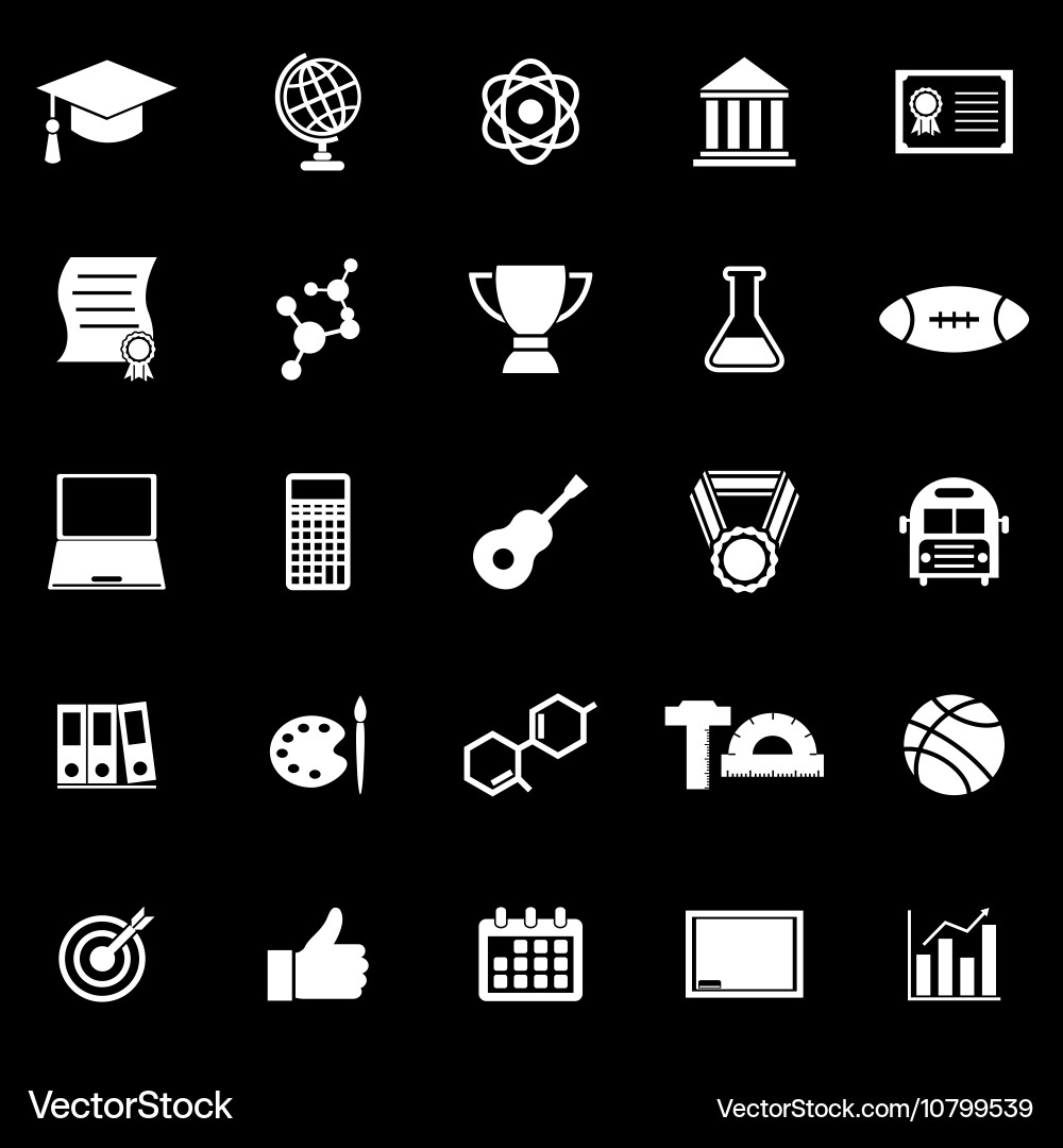 Academic Icons on Black Royalty Free Vector Image