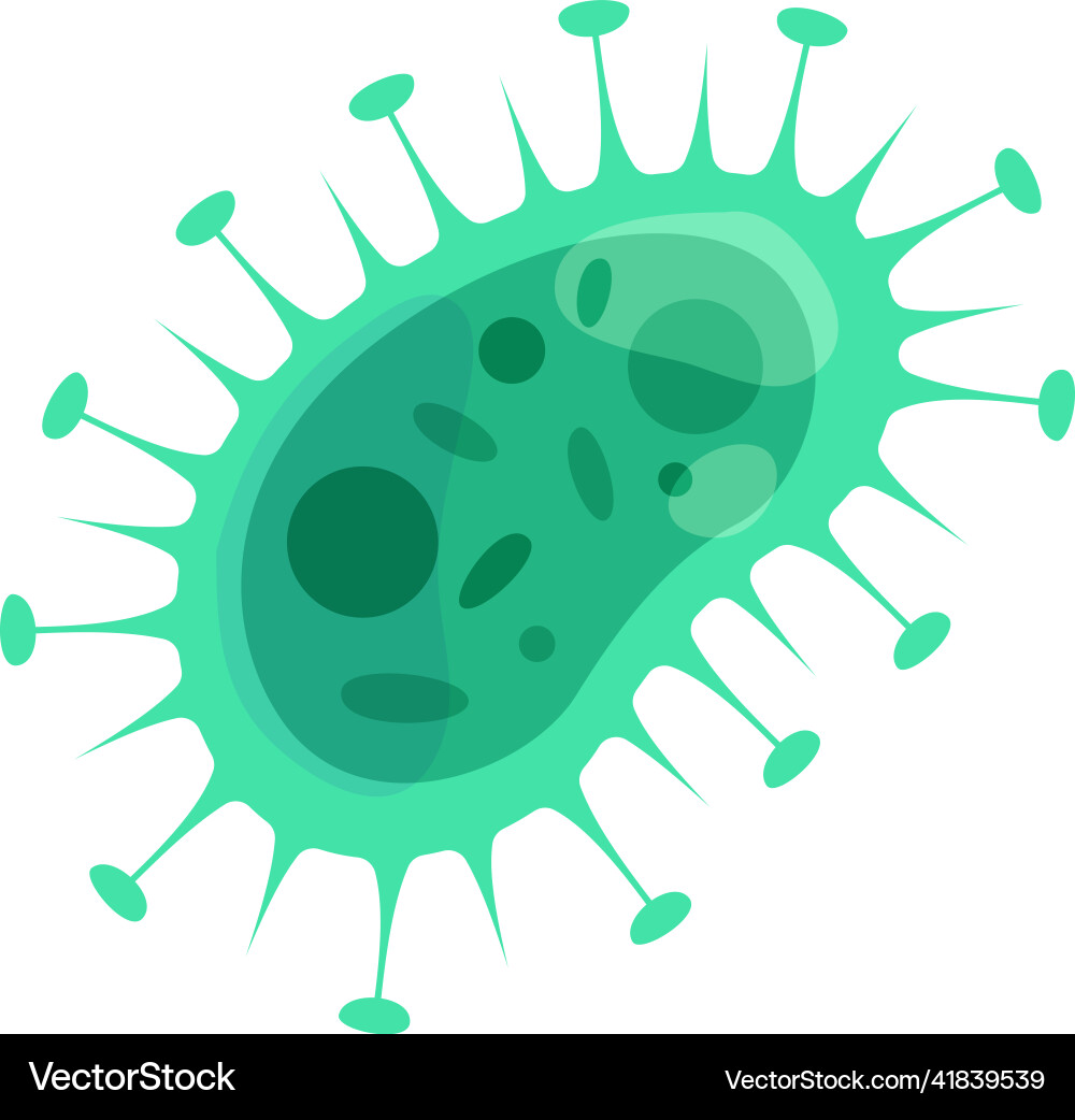 Cartoon virus cell green contagious infection Vector Image