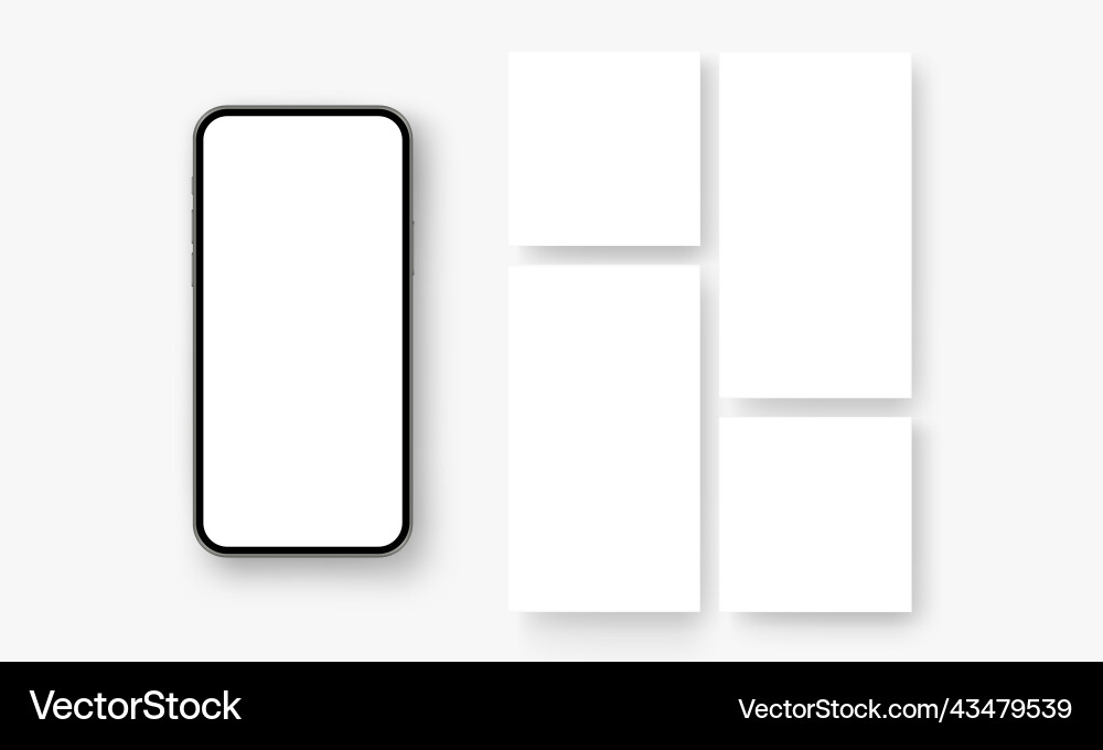 Cellphone with blank screen and templates for smm Vector Image