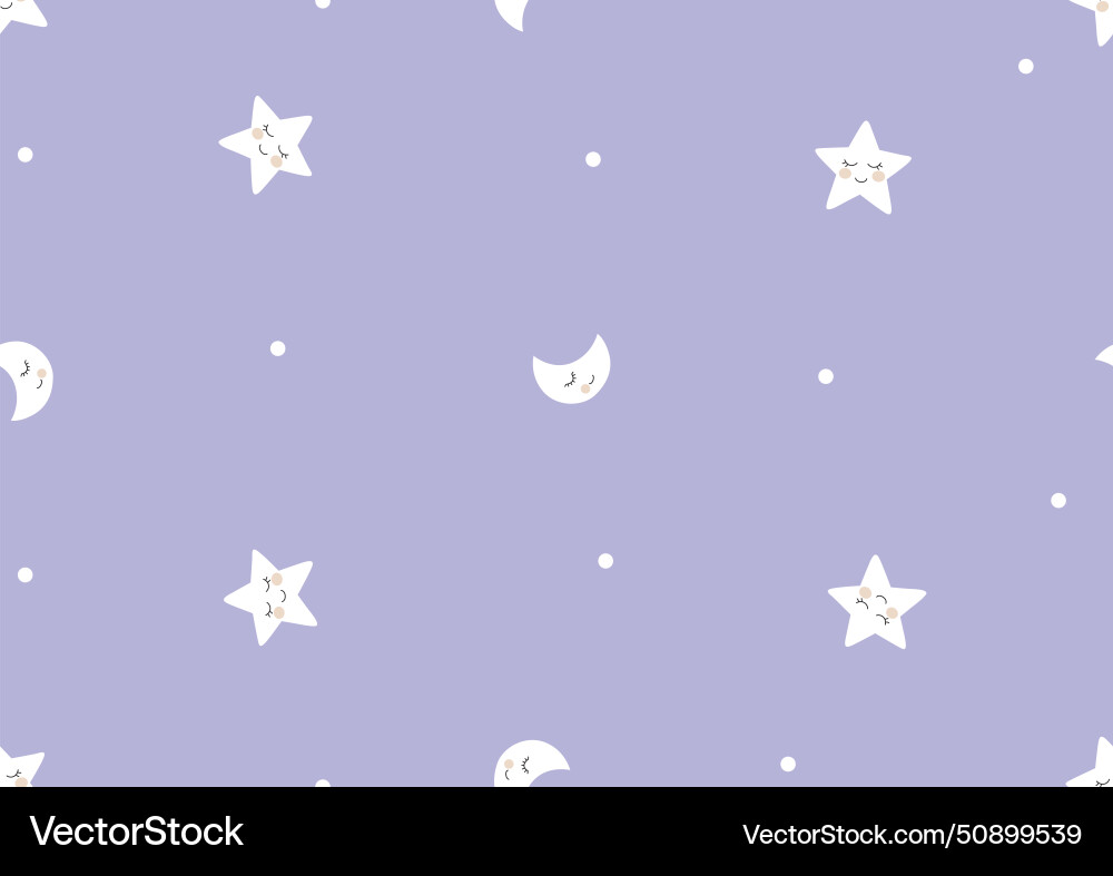 Cute moon seamless pattern and crescent Royalty Free Vector