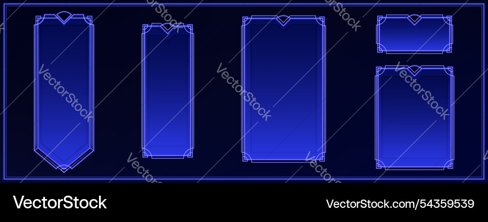Decorative neon frames with deco lines Royalty Free Vector