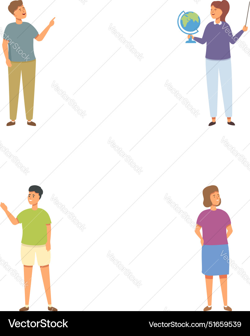 Diverse set of cartoon characters Royalty Free Vector Image