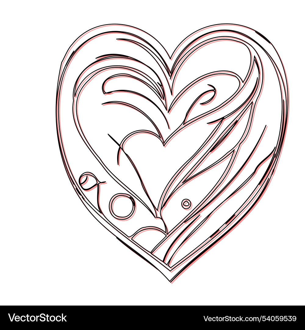 Heart shaped locket outline sketch red Royalty Free Vector