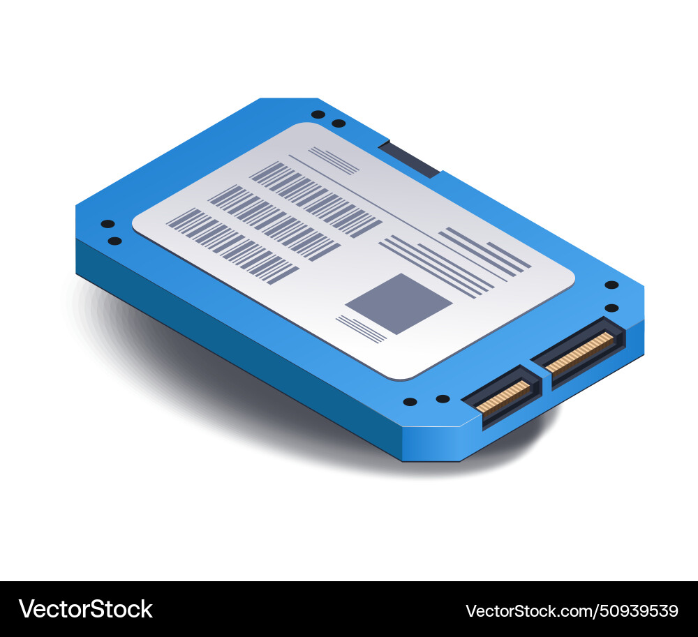 High Speed Computer Ssd Flat Isometric 3d Vector Image