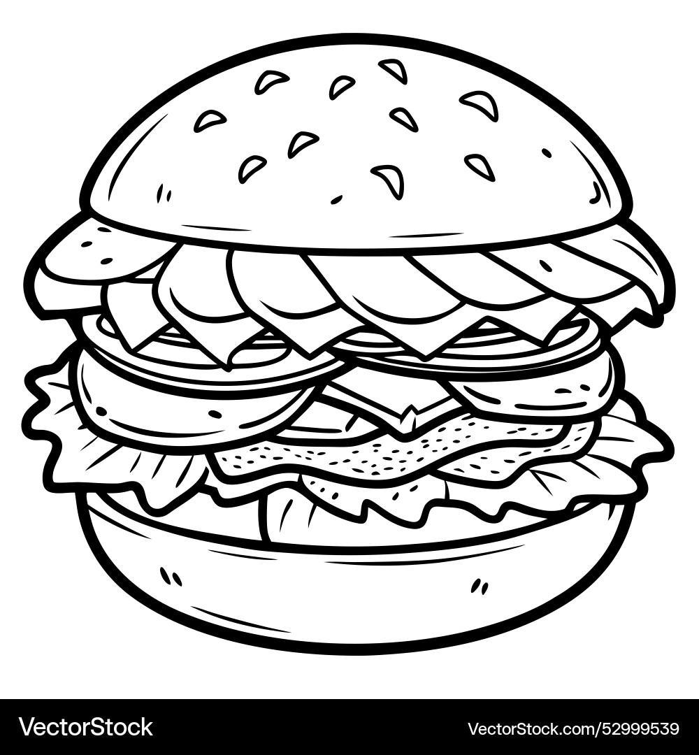 Juicy beef patty sandwiched between toasted buns Vector Image
