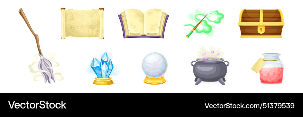 Magical object and witchcraft magician equipment Vector Image