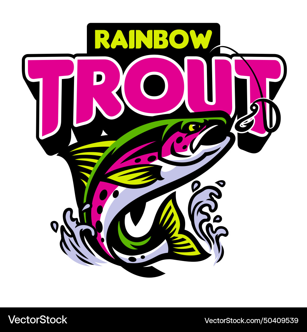 Rainbow trout fishing logo design Royalty Free Vector Image