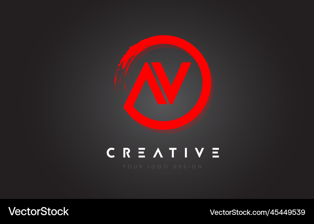 Red av circular letter logo with circle brush Vector Image