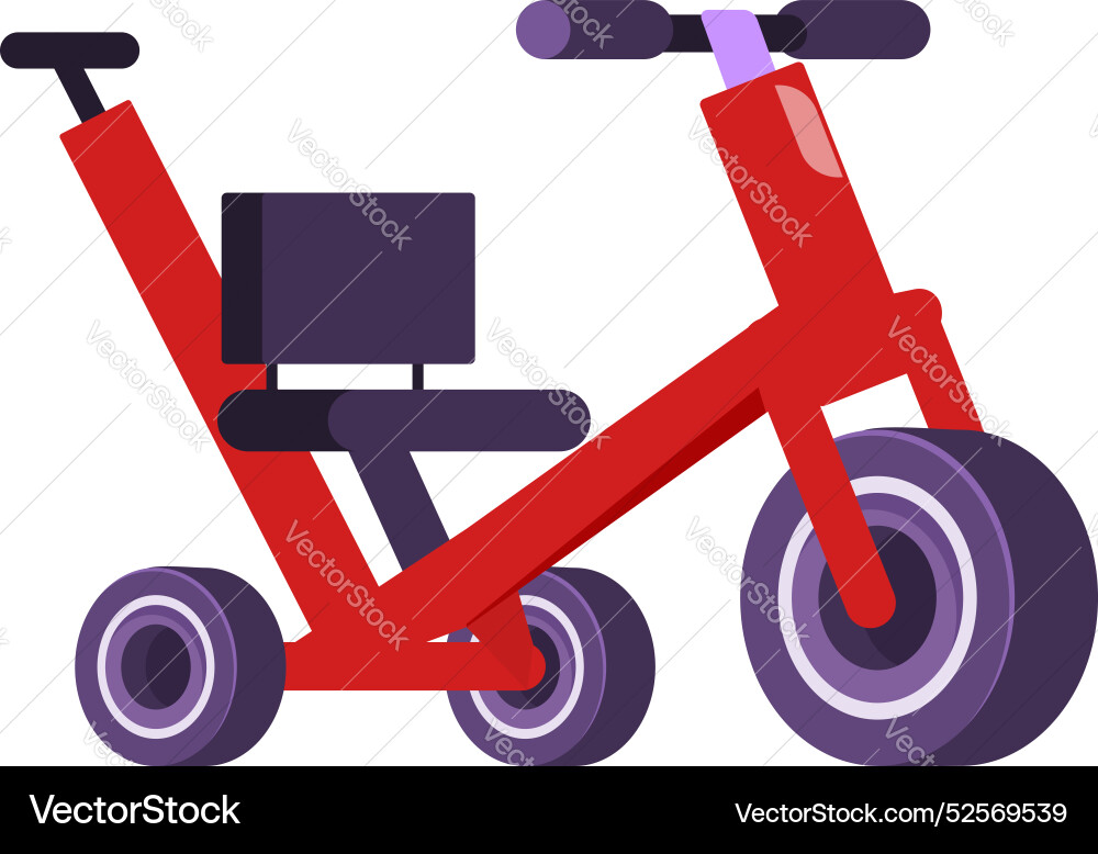 Red tricycle with handle for parents pushing Vector Image
