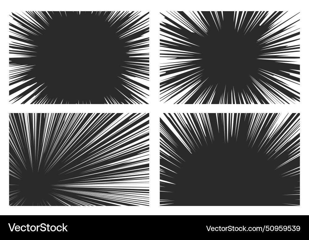 Set of comic speed lines abstract flash explosion Vector Image