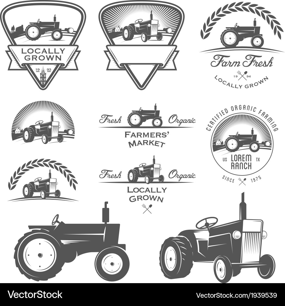 Set of retro farm fresh labels and design elements