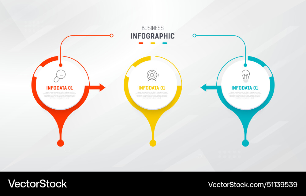 Three step infographic label design template Vector Image