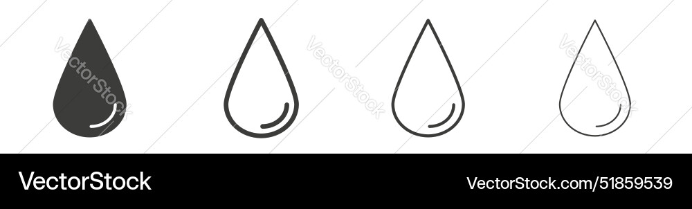 Water drop line icon set liquid droplet sign Vector Image