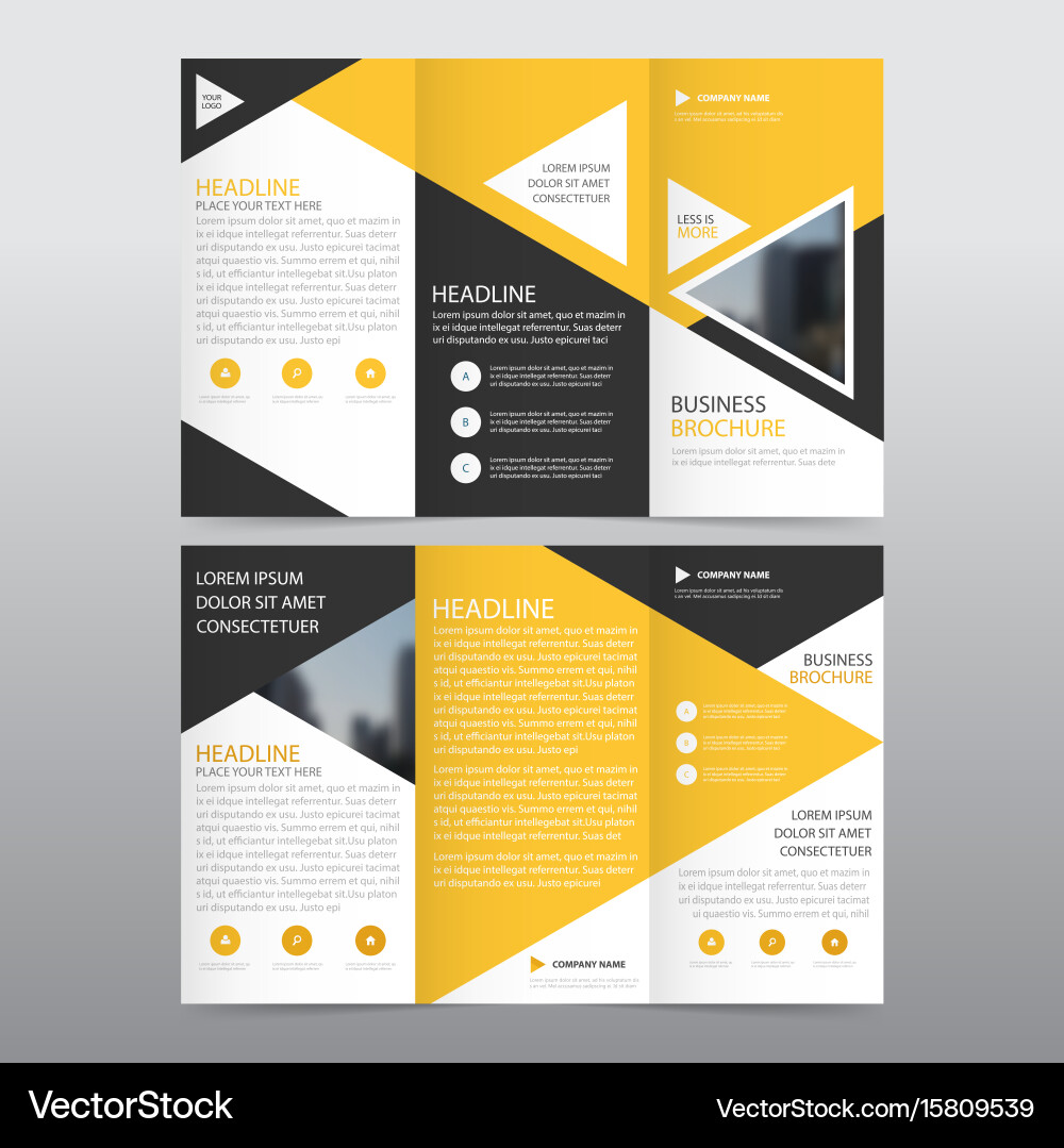 Yellow triangle business trifold leaflet brochure Vector Image