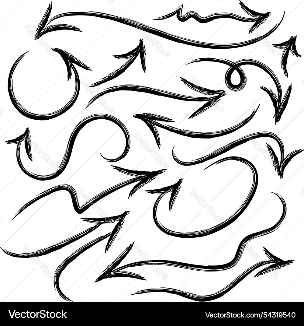 Arrow handdrawn brush symbol Royalty Free Vector Image