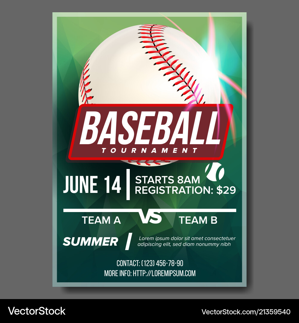 Baseball poster banner advertising base Royalty Free Vector
