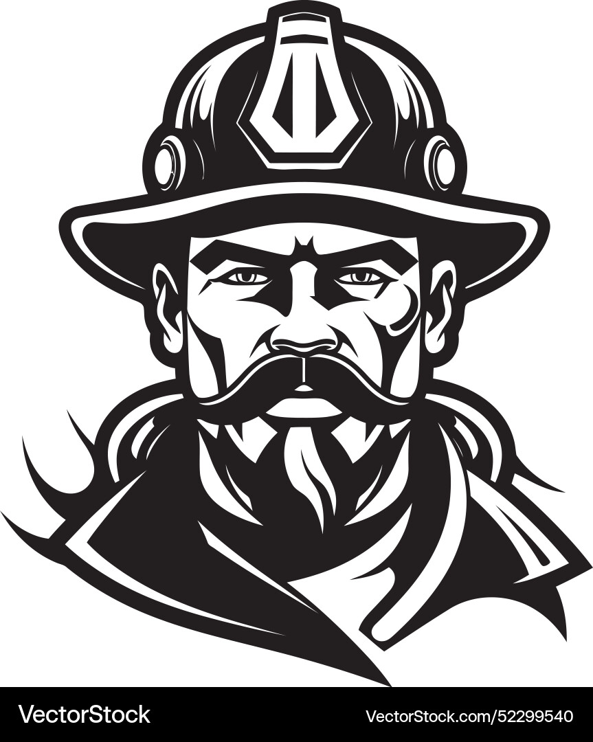 Black and white fireman emblem design firefighter Vector Image