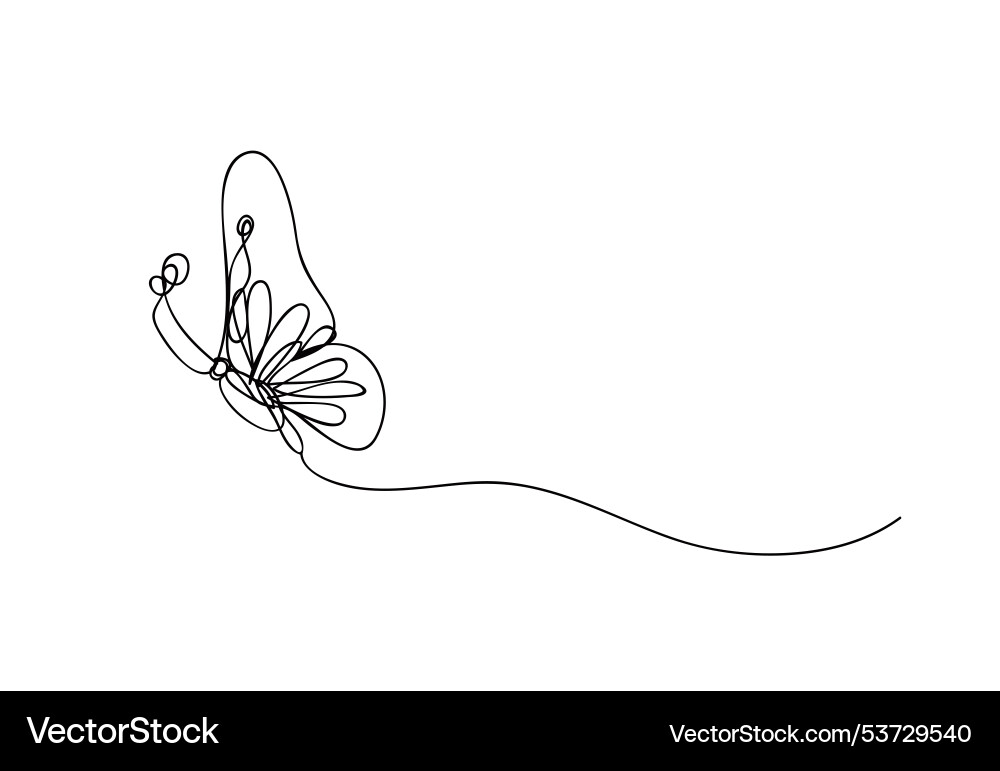 Butterflies line drawing style continuous Vector Image