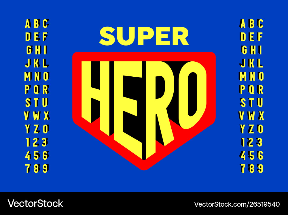 Comics super hero style font design Royalty Free Vector
